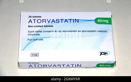 Packet of Atorvastatin film-coated tablets statins pack 40 mg with ...