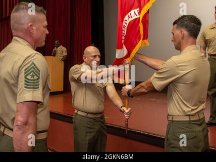 U.S. Marine Corps Col. Gilbert D. Juarez, outgoing commanding officer ...