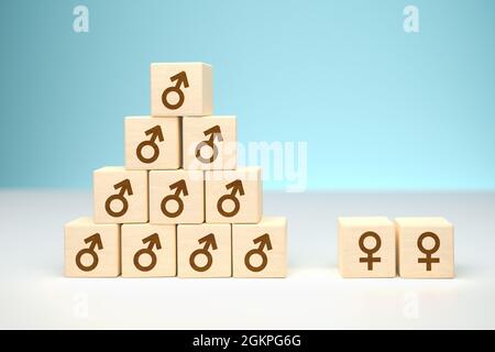 Gender in-equality concept. In a hierarchy only on the lower levels ...