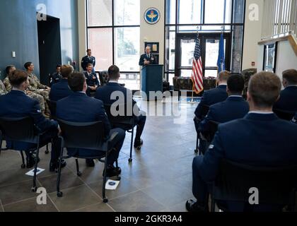 Col. Mason Dula, Special Warfare Training Wing commander, speaks to the ...