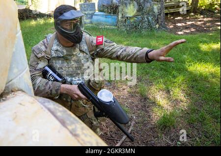 Spc. Jarrett Rodriguez , from Desmond Doss Army Health Clinic, engages ...