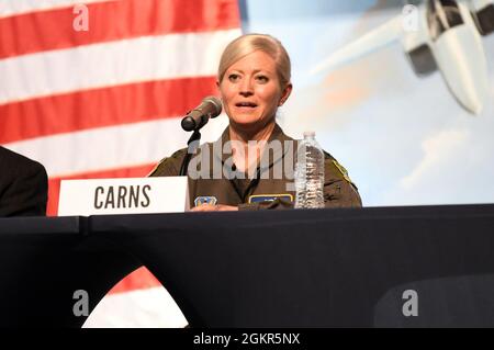 Col. Michelle Carns, 461st Air Control Wing commander, speaks at the ...