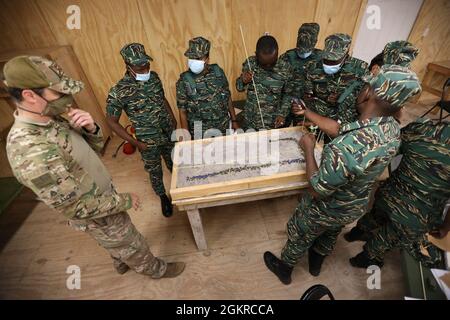 Members of the Guyana Defence Force (GDF) observe joint parachute ...