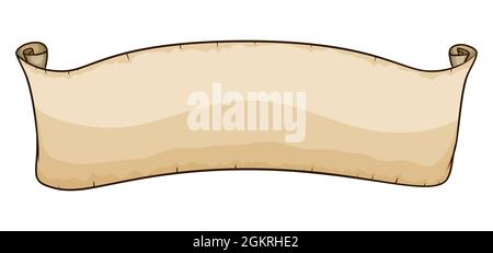 Template design with ancient and unrolled scroll with empty space in vertical position, isolated ...