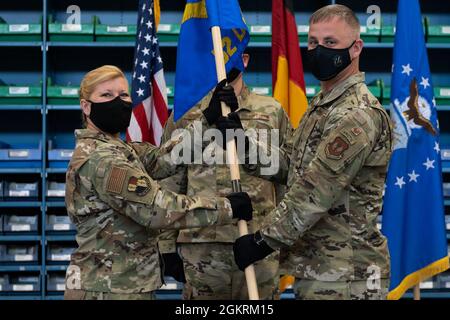 Col. Betsy Ross, 52nd Mission Support Group outgoing commander, gives ...