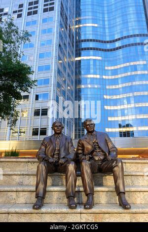 The night view of the statue of Dr.William Mayo and Charlie Mayo the ...