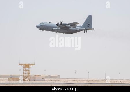 A U.S. Air Force EC-130 Compass Call electronic warfare plane operated ...