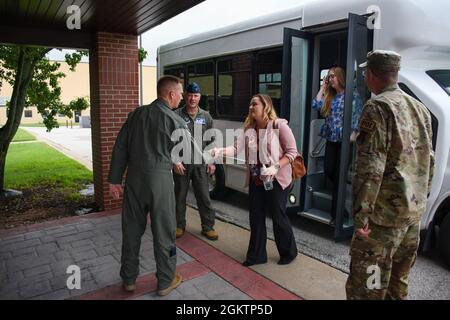 Brig. Gen. Mike Schultz, the 442d Fighter Wing commander, speaks with ...