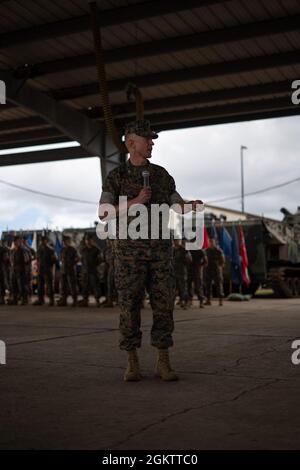 U.S. Marine Corps Col. Timothy S. Brady Jr, right, commanding officer ...