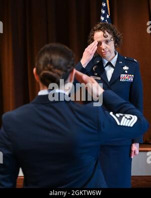 Col. Sirena Morris, 88th Mission Support Group commander, speaks at the ...