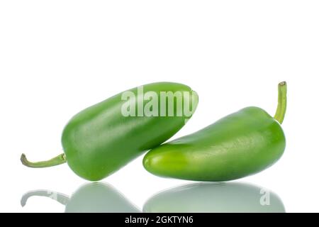 Two green spicy pepper pods, close-up, isolated on white Stock Photo ...