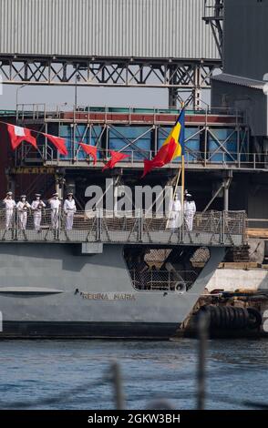 Romanian frigate Regina Maria (F222) underway in August 2014 Stock ...