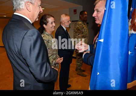 Lt. Gen. Nina Armagno, Director of Staff, U.S. Space Force, signs the ...