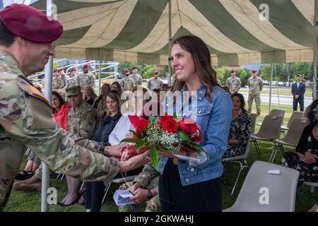 U.S. Army Col. Michael “Jody” Shouse, stand with the color guard of the ...