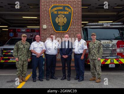 Firefighters from the Submarine Base Fire Department and surrounding ...
