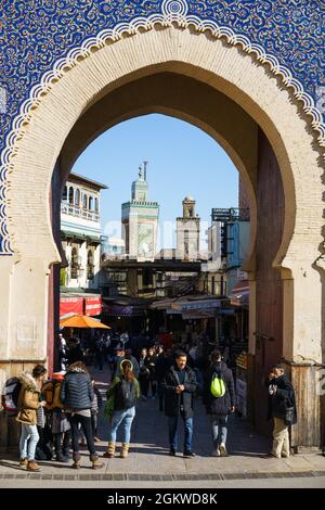 Blue gate, Fez, Morocco, Africa Stock Photo - Alamy