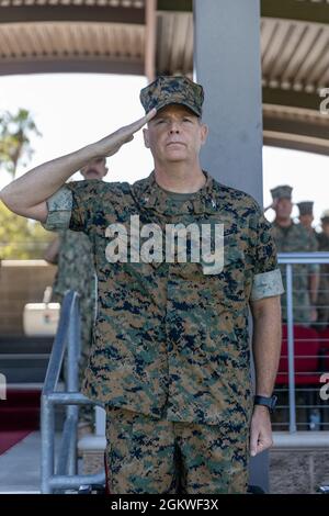 U.S. Marine Col. Kevin R. Korpinen (left), the outgoing commanding ...