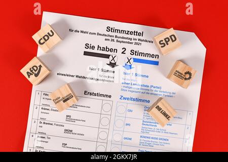 Germany - August 2021: Ballot paper for German federal parliament ...