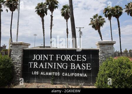 The front gate signage for Joint Forces Training Base, Los Alamitos ...