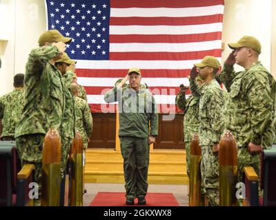 SASEBO, Japan (July 22, 2021) - Capt. Scott Hattaway delivers remarks ...