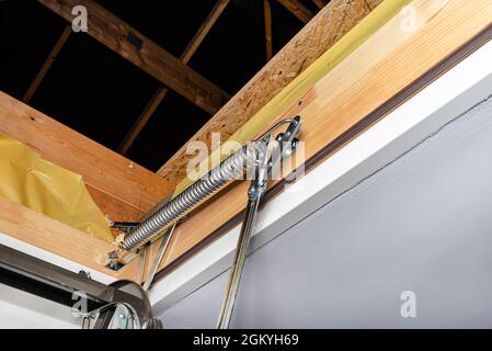 A spring tensioning mechanism that helps in opening a metal ladder to ...