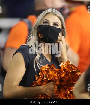 September 11, 2021 - A Beaver cheerleader performs during a game ...