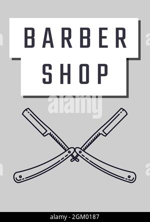 Barber shop poster design template on retro style background, vector ...