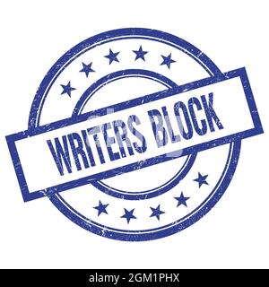 WRITERS BLOCK text written on blue grungy vintage round stamp Stock ...