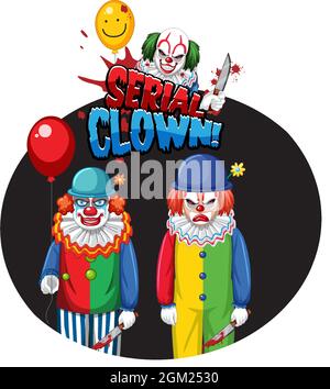 Serial killer logo with creepy clown illustration Stock Vector Image ...