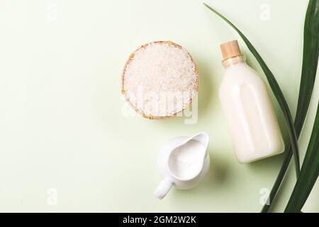 The water that clean out rice like milk in the glass, and Some rough ...