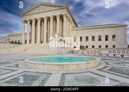 The columns and stairs of the Neoclassical United States Supreme Court ...