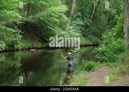 Fingles Bridge, Devon, UK. 16th September 2021. UK Weather. It was a ...