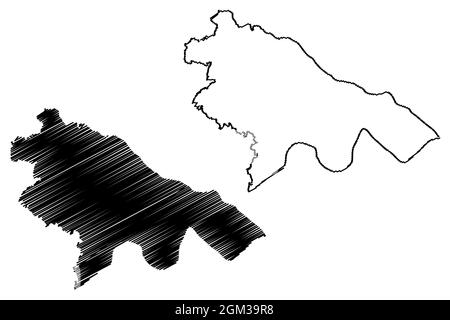 Ballia district (Uttar Pradesh State, Republic of India) map vector ...
