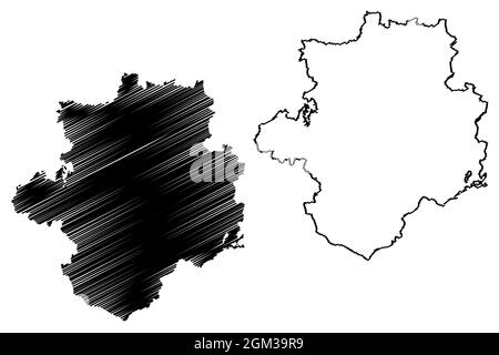 Durg district (Chhattisgarh State, division, Republic of India) map ...