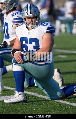 Dallas Cowboys center Tyler Biadasz (63) takes his stance during an NFL ...