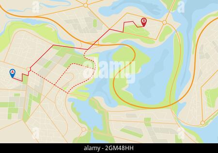 Abstract map of the area. A map of an arbitrary area. Flat style Stock ...