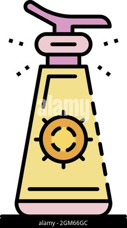 Sun protection dispenser icon. Flat illustration of sun protection ...
