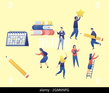 People set with planned symbols on white background Stock Vector Image ...