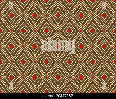 Beige Brown Symmetry Rhomboid Geometric Ethnic Seamless Pattern Design ...