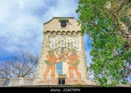 Zytturm tower, clock tower, one of the Nine Towers of Lucerne ...