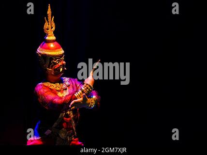 lakhon khol khmer masked dance performer in costume at phnom penh ...