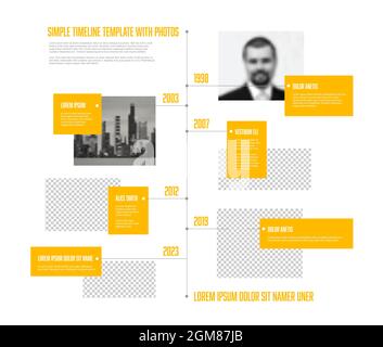 Vector simple infographic vertical time line template with rectangle placeholders. Business ...