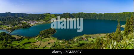 A panorama picture of the Blue Lagoon, the largest of the two that make ...