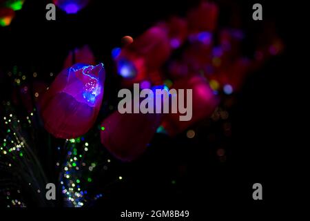 Fabric flowers with light with a bokeh background Stock Photo - Alamy
