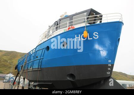 Scrabster Harbour - Boat in dry dock Stock Photo - Alamy