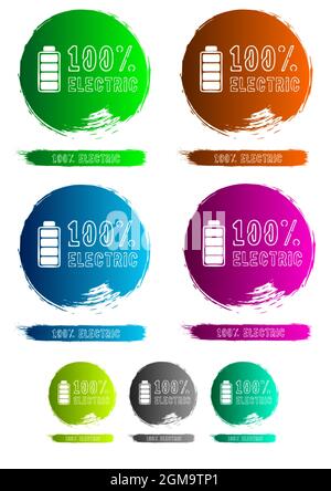 100% electric car, vehicle, full electric, sticker Stock Vector Image ...