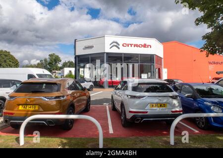 Yeomans Citroen car dealership. Citroen logo and sign outside car ...