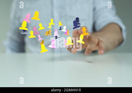 Businessman tapping on 3D rendered of interconnected flags - global ...