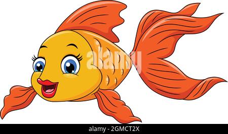 Cute Orange Happy Fish cartoon illustration Stock Vector Image & Art ...