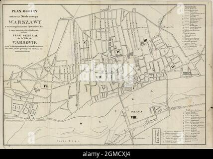 Old Map of Warsaw, Map of Warsaw, Retro Map of Warsaw, Vintage Map of ...